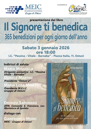 Ostuni, sabato 3 gennaio presentazione del libro “Il Signore ti ...